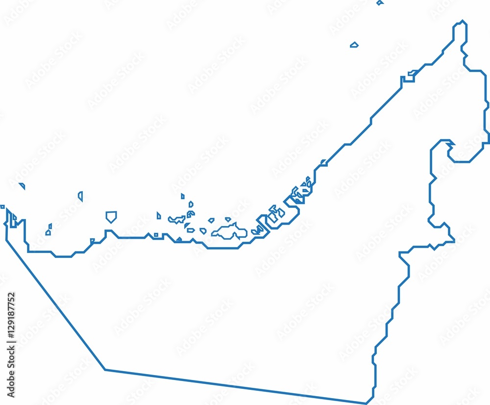 Blue outline UAE map on white background. Vector illustration. Stock ...