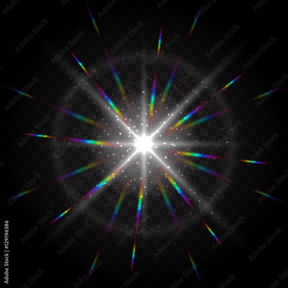 Effect of particles flying in different directions shine, glow sparks ...