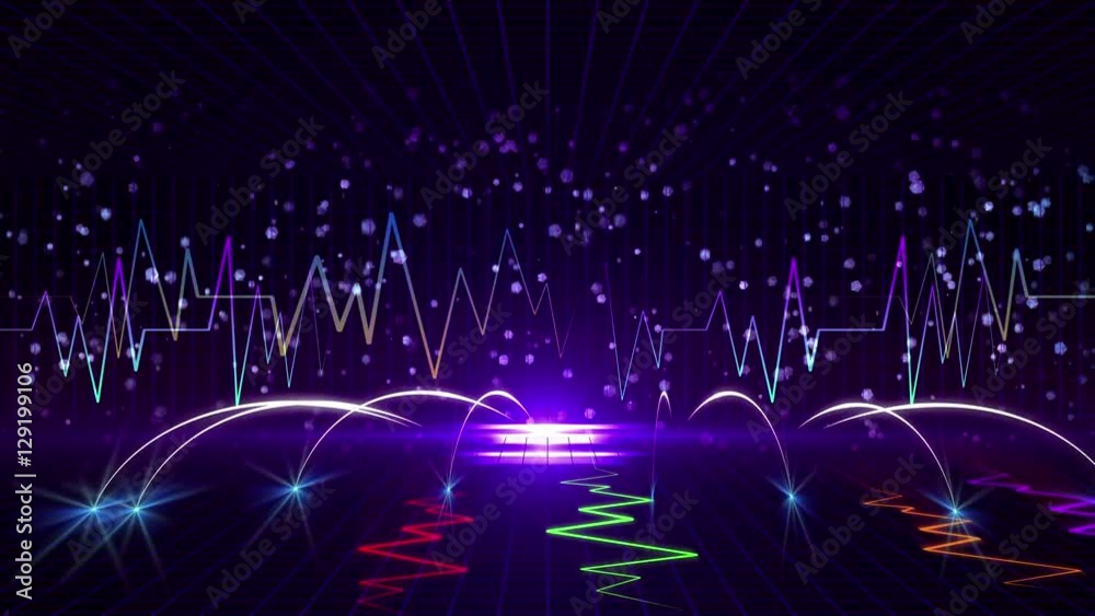 Seamless 3D abstract animation of vibration graph pulse or earthquake ...