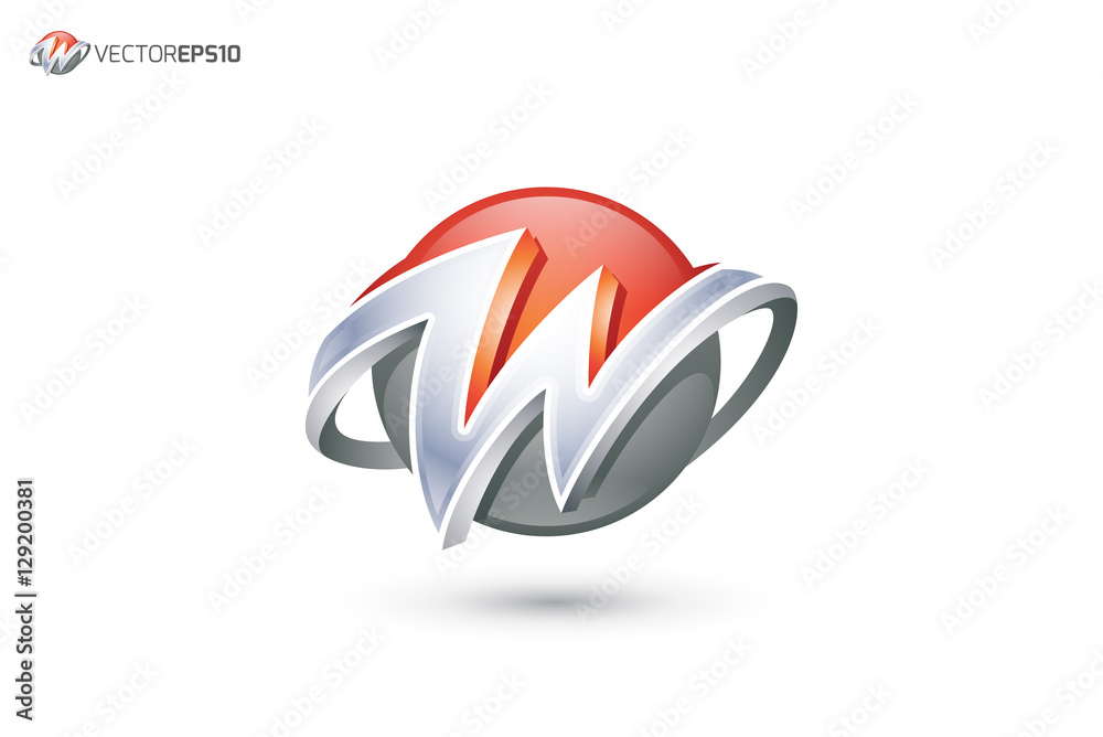 Abstract Letter W Logo - 3D Sphere Logo Stock Vector | Adobe Stock