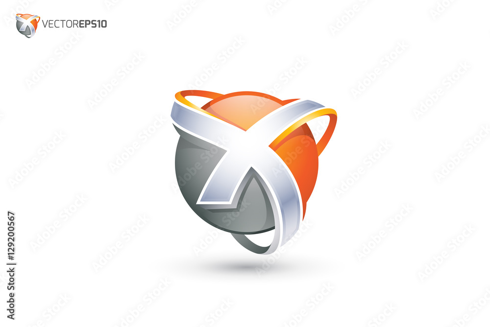 Abstract Letter X Logo - 3D Sphere Logo Stock Vector | Adobe Stock