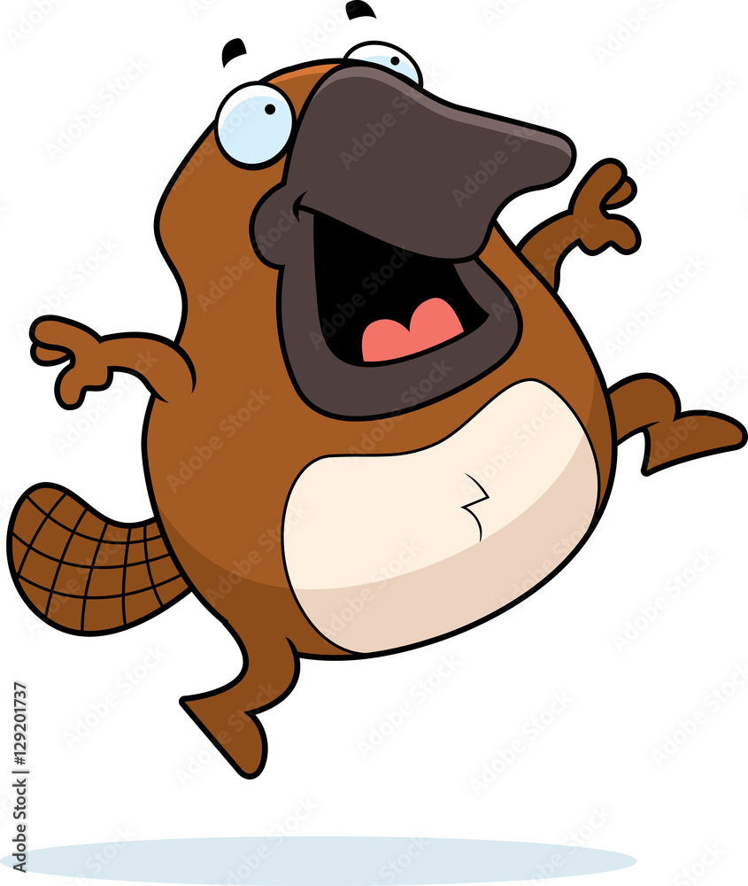 Cartoon Platypus Jumping Stock Vector | Adobe Stock