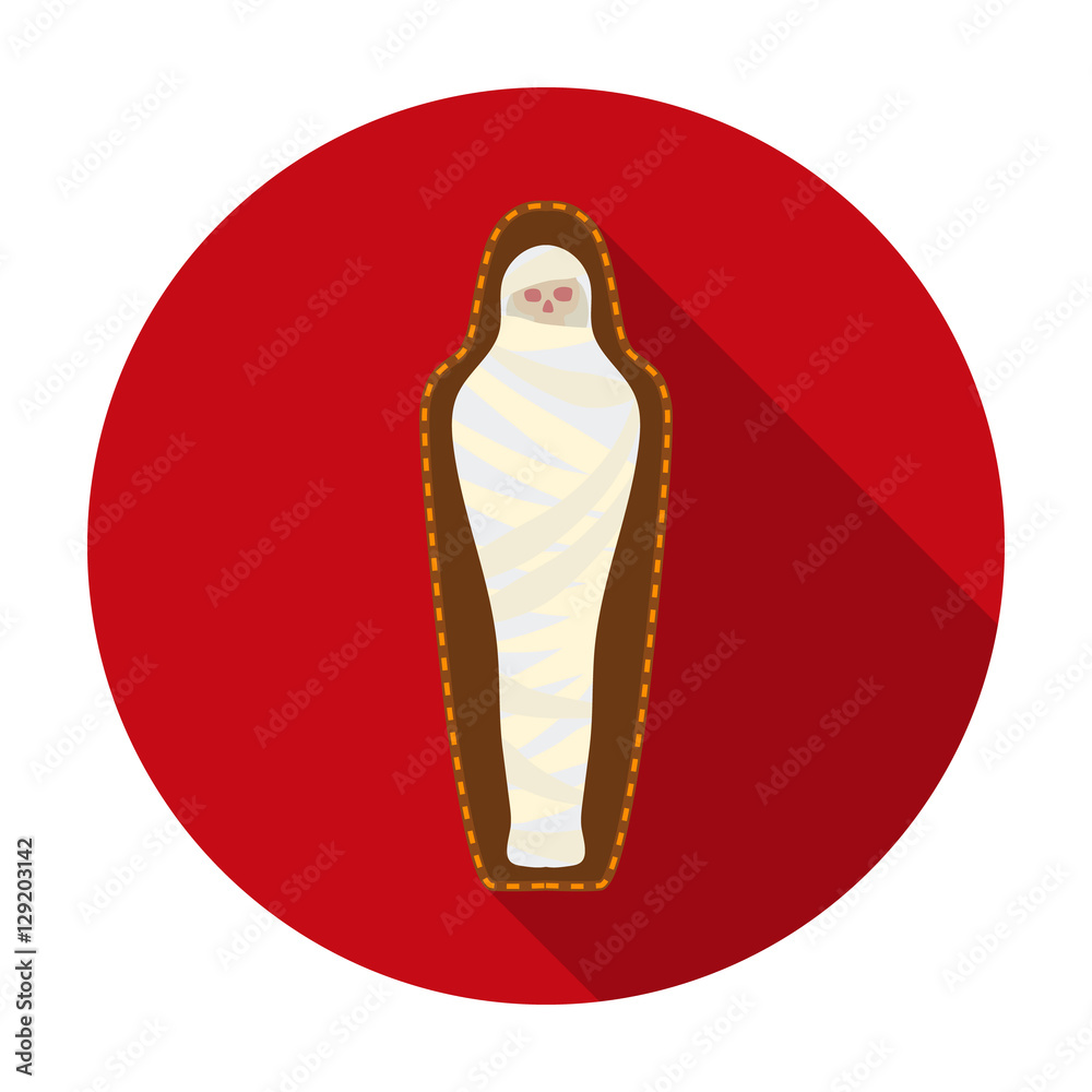 Ancient mummy icon in flat style isolated on white background. Ancient ...