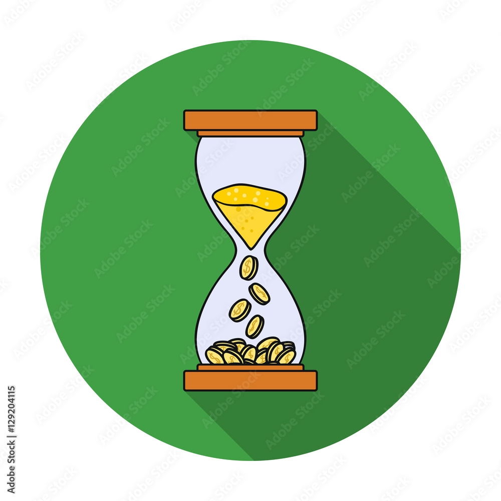 Time Is Money icon in flat style isolated on white background. Money ...