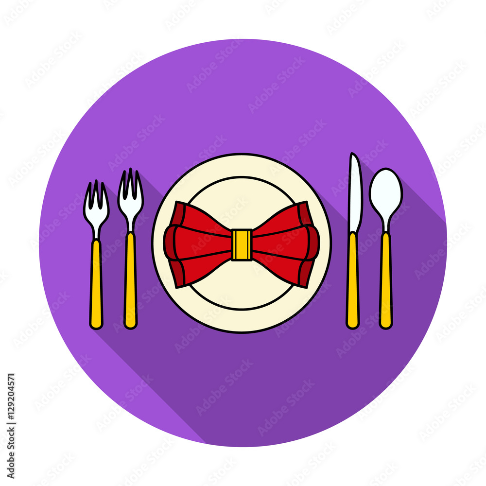 Restaurant table flatting icon in flat style isolated on white ...