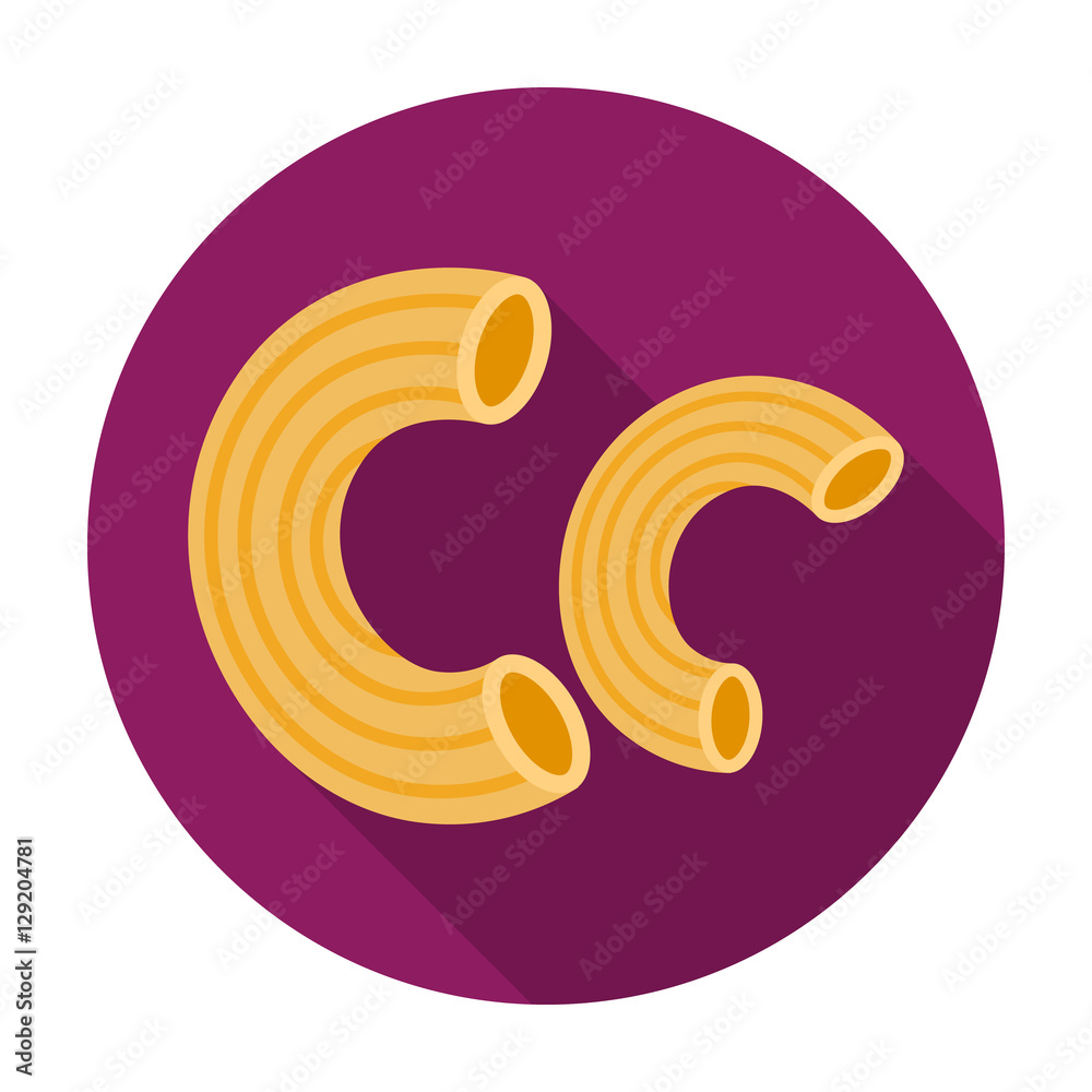 Chifferi pasta icon in flat style isolated on white background. Types ...
