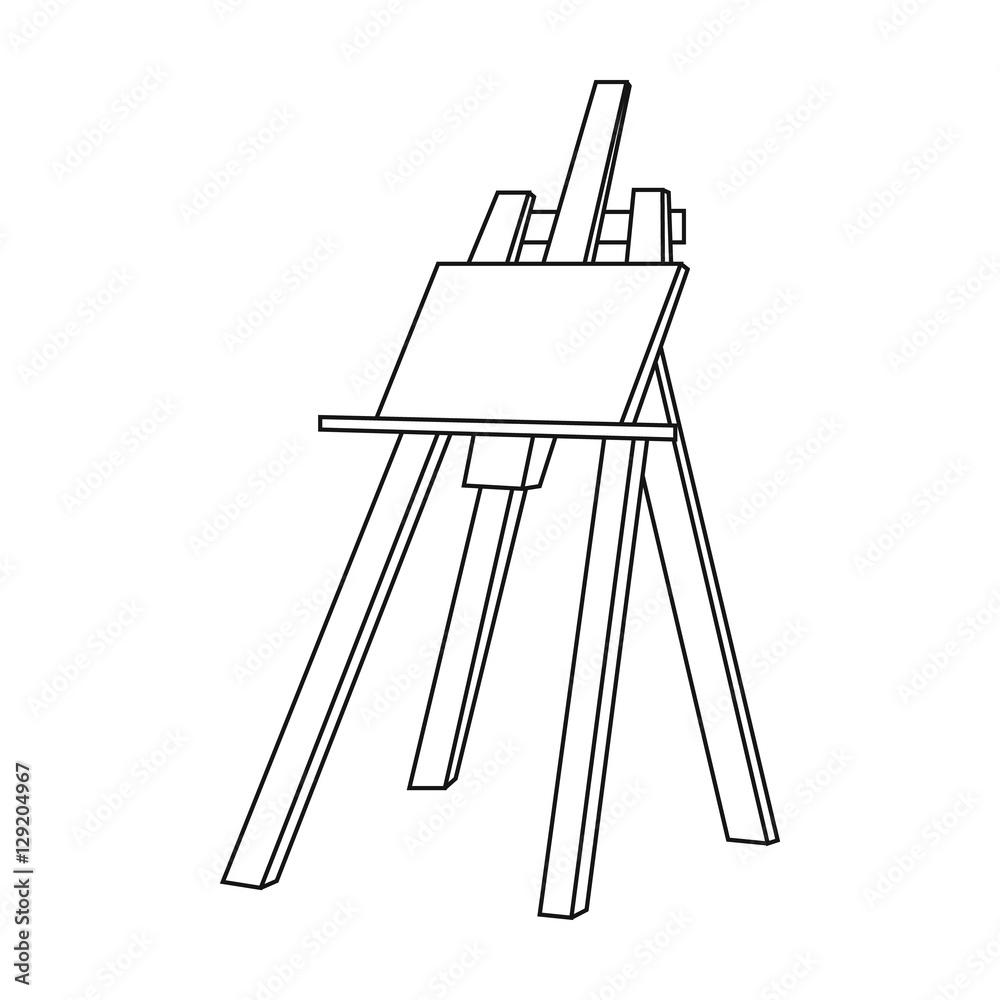 Easel with masterpiece icon in outline style isolated on white ...