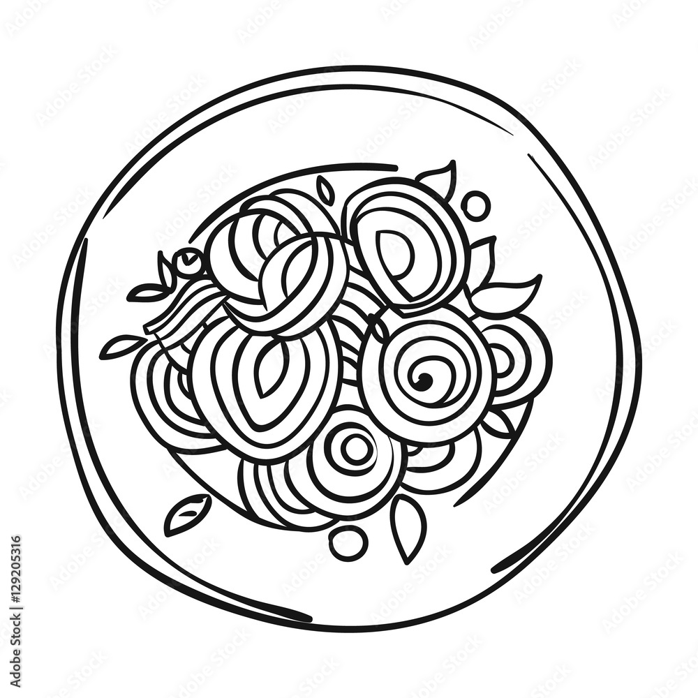 Italian spaghetti pasta icon in outline style isolated on white ...