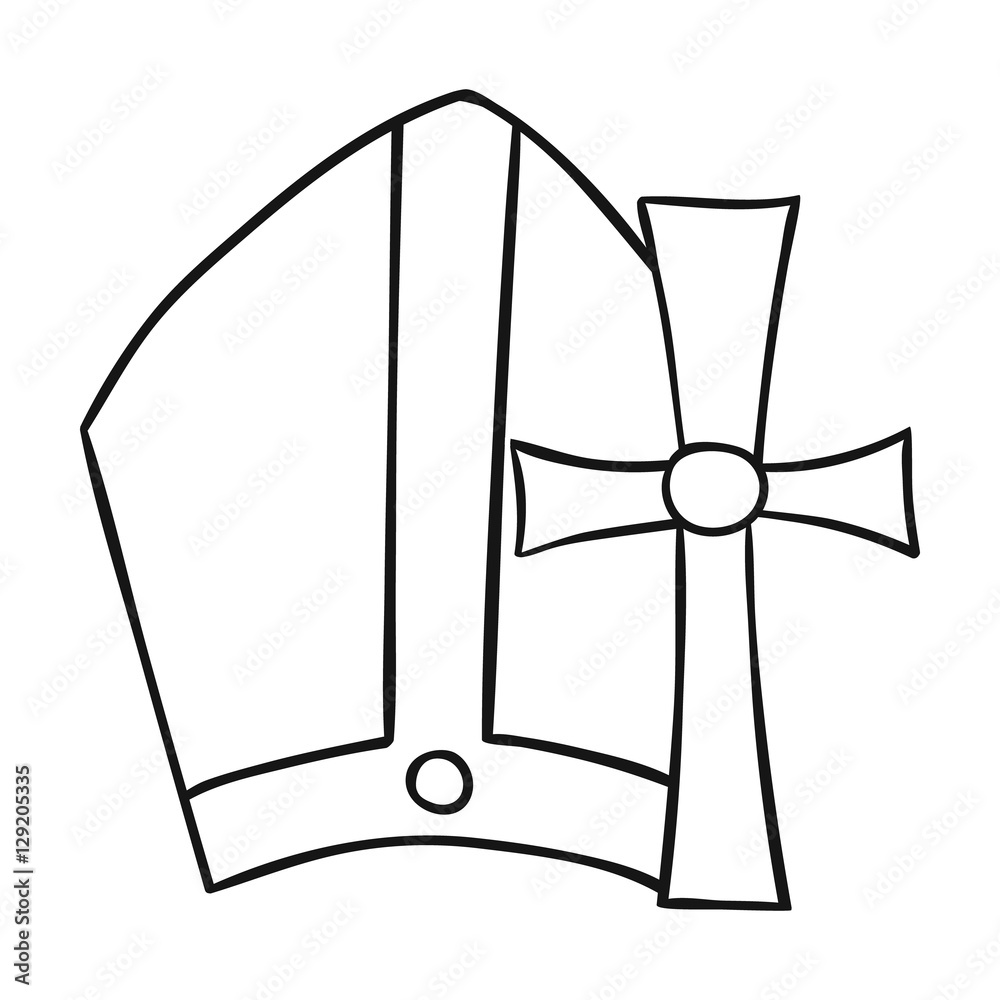 Vatican symbols icon in outline style isolated on white background ...