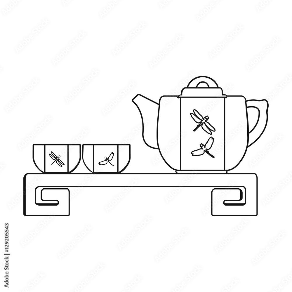 Japanese tea outline icon in outline style isolated on white background ...