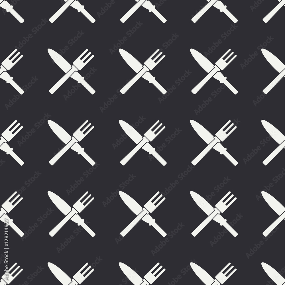 Seamless flat pattern with kitchenware icons - fork and knife. Vector ...