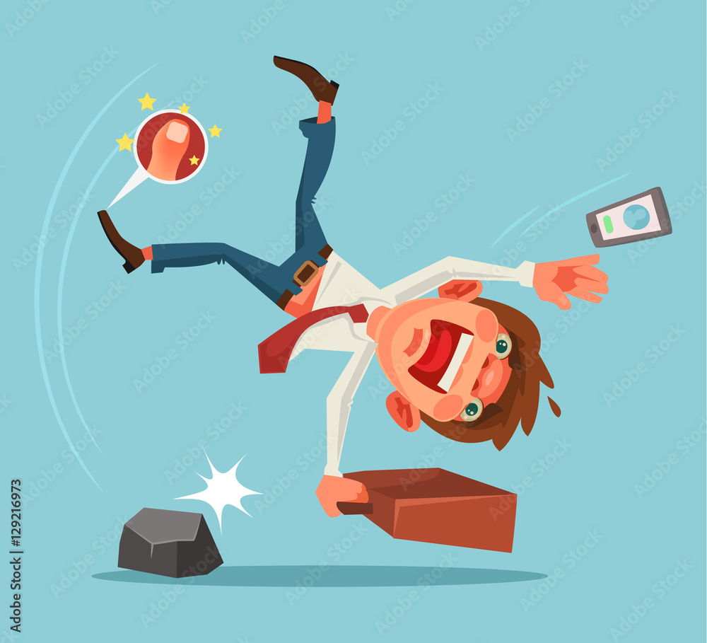 Falling unsuccessful man character. Vector cartoon illustration Stock ...