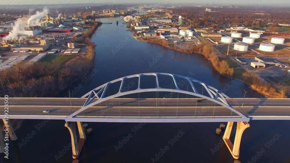 Tower Drive Bridge in Green Bay, Wisconsin, beautiful aerial view ...