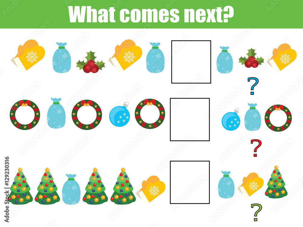 What comes next educational children game. Kids activity sheet ...