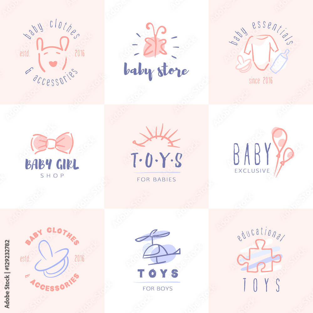 Baby logos set. Stock Vector | Adobe Stock