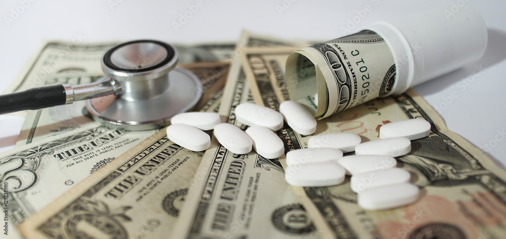 high costs of expensive medication concept, and stethoscope Stock Photo ...
