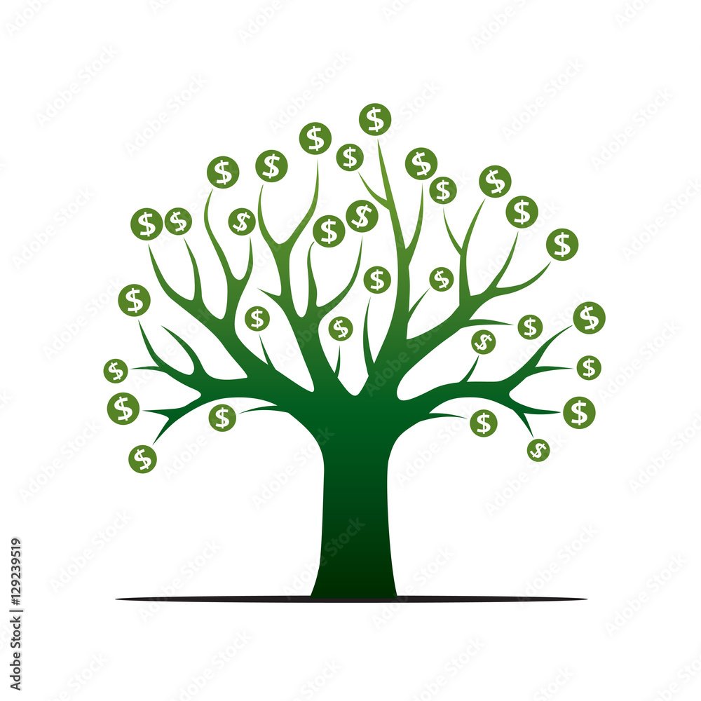 Green Vector Tree and Sign of Dollar. Vector Illustration. Stock Vector ...