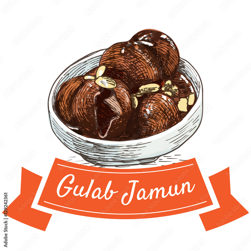 Gulab Jamun colorful illustration. Stock Vector | Adobe Stock