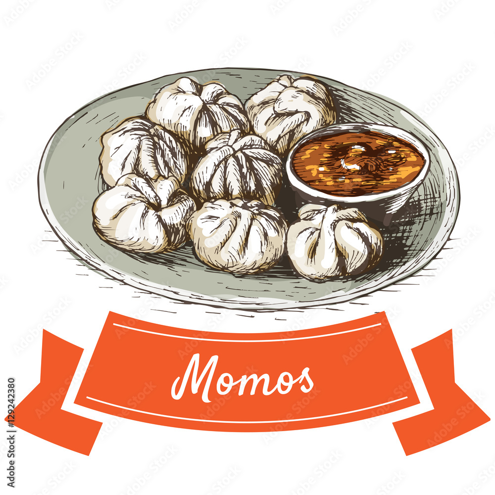Momos colorful illustration. Stock Vector | Adobe Stock