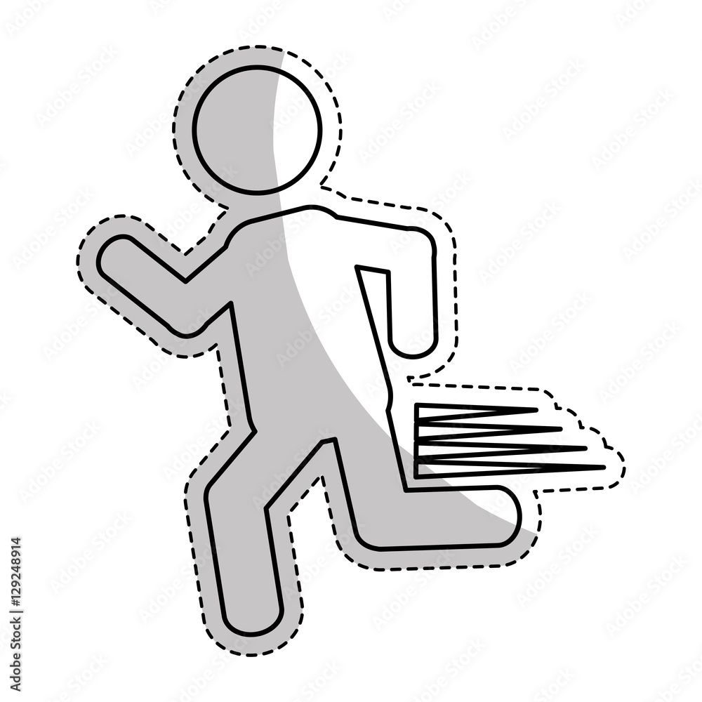 sticker of man running icon over white background. pictogram design ...