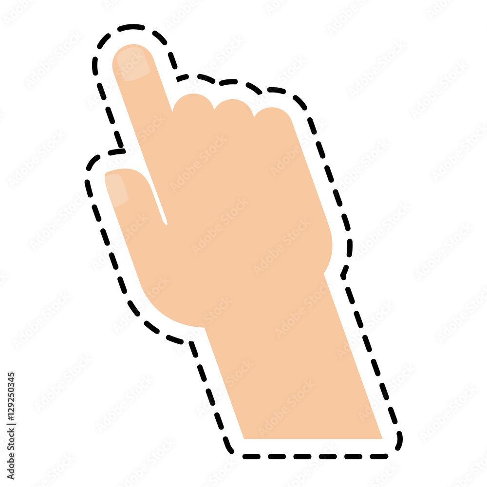 Human hand icon. Finger gesture palm and communication theme. Isolated ...