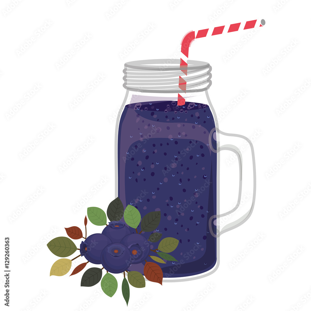 Blueberry juice icon. Smoothie drink beverage and fruit theme. Isolated ...