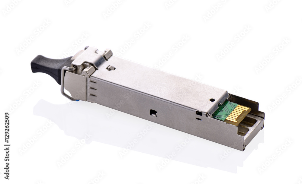 Optical gigabit sfp modules for network switch on whie backgroun Stock ...