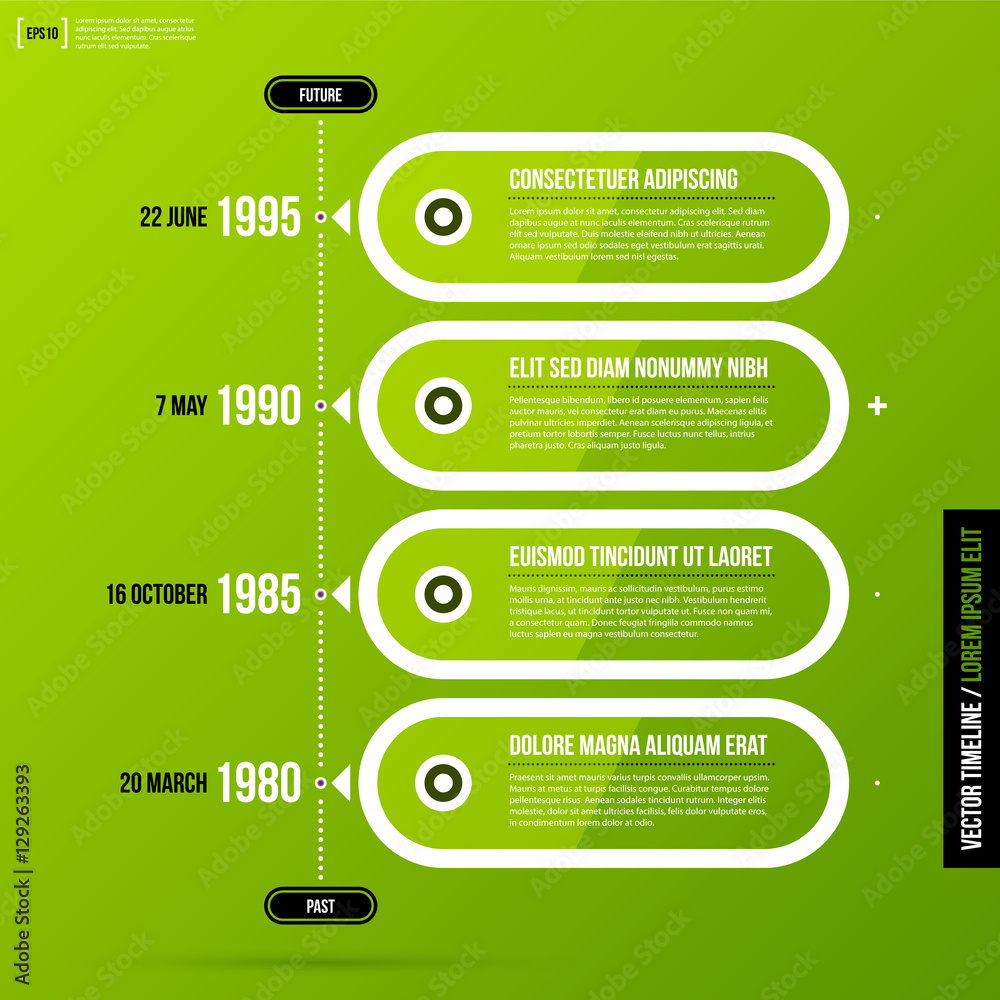 Timeline template on fresh green background. Useful for presentations ...