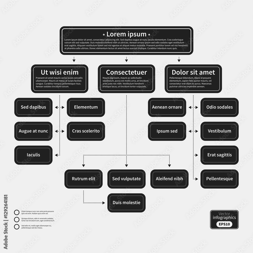 Organization chart template with geometric elements on white background ...