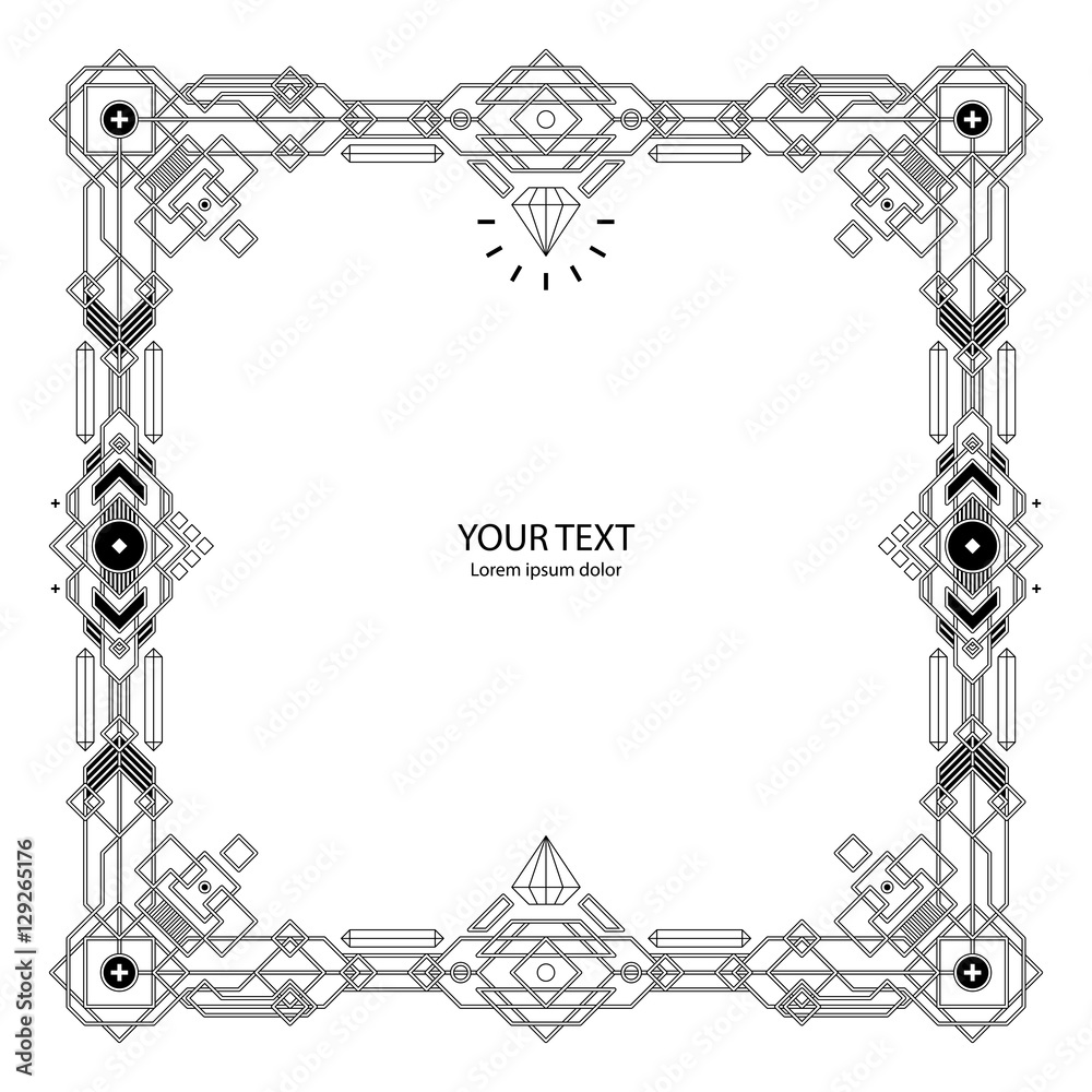 Geometric border template on white background. Stock Vector | Adobe Stock