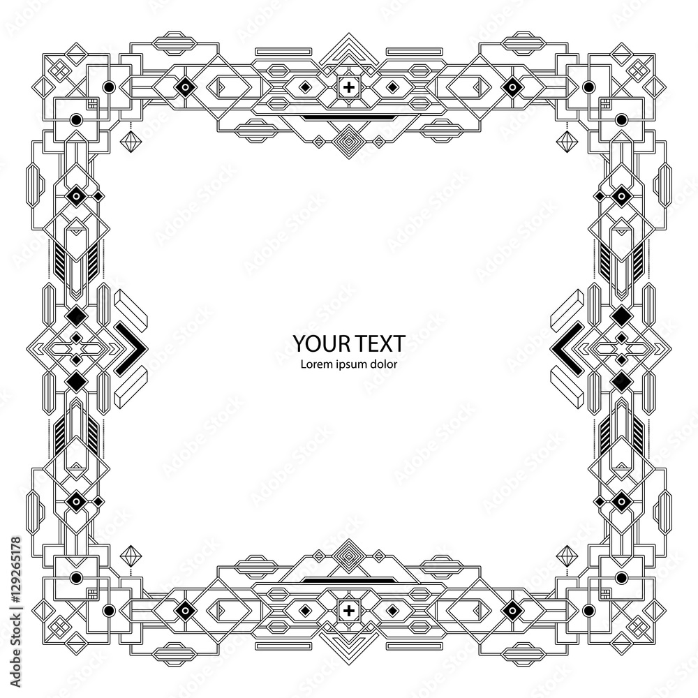 Geometric border template on white background. Stock Vector | Adobe Stock