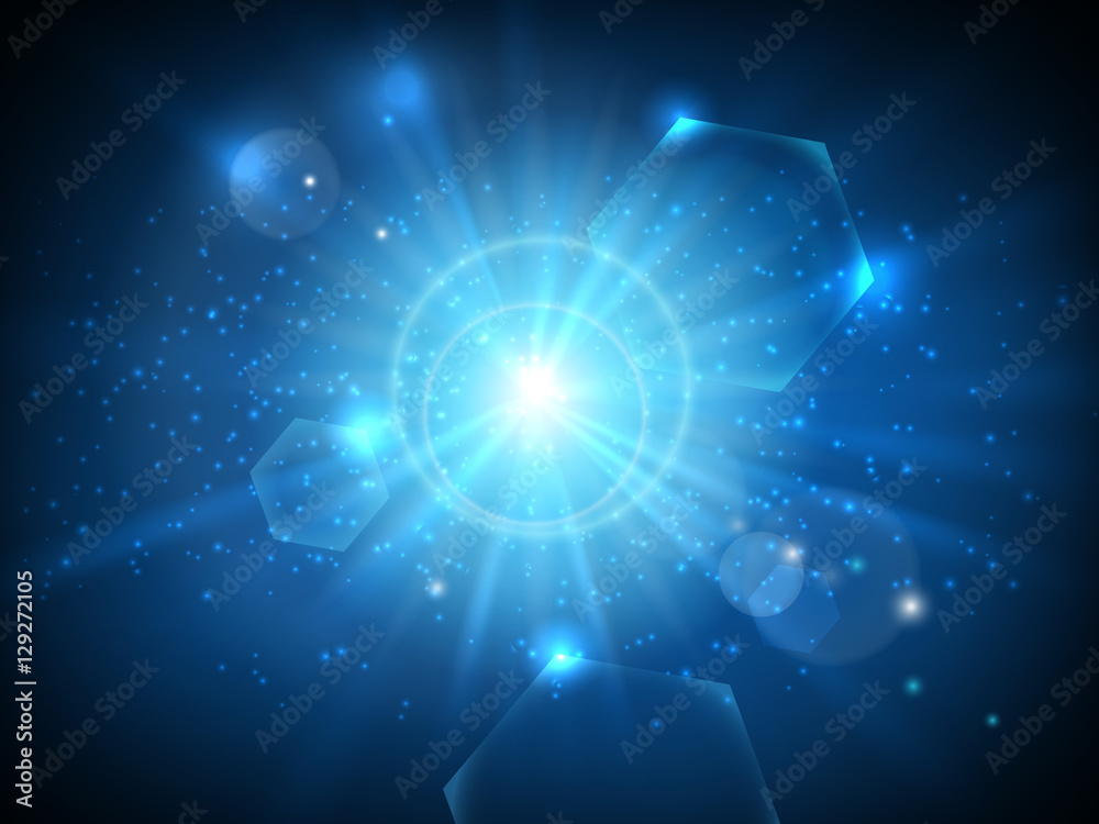 Glowing blue star in space background vector illustration Stock Vector ...