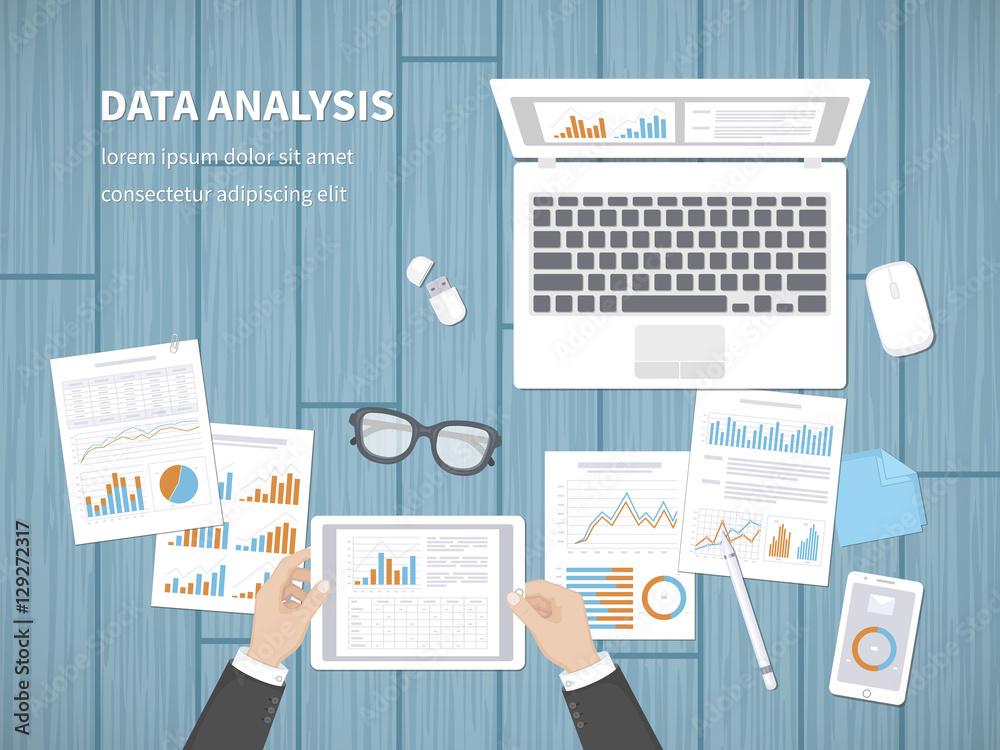 Man analyzes documents. Accounting, analytics, market analysis, report ... Man analyzes documents. Accounting, analytics, market analysis, report ...