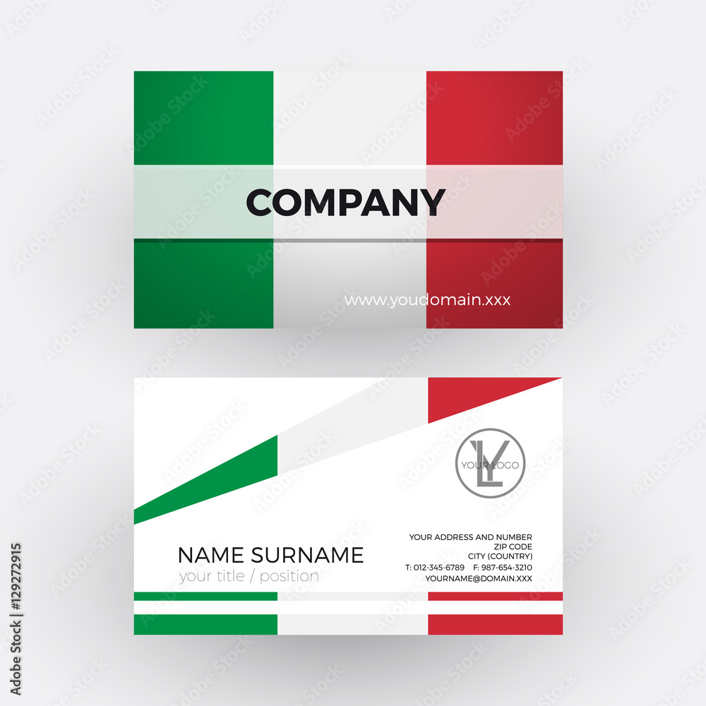 Vector abstract italian flag. Professional business card for Ita Stock ...