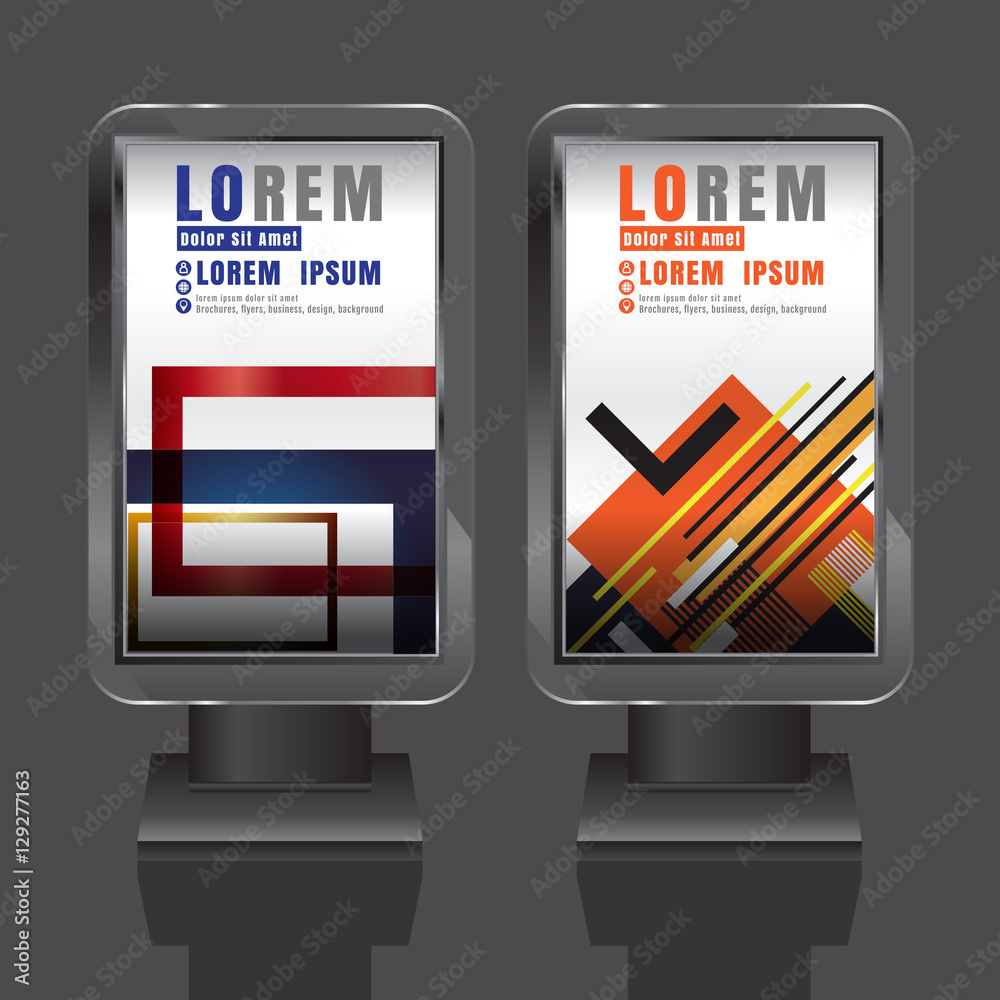 White outdoor advertising design for corporate identity with color ...