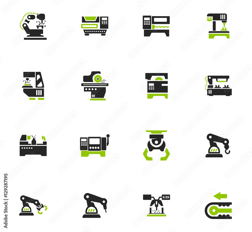 Machine tool icons set Stock-Vektorgrafik | Adobe Stock