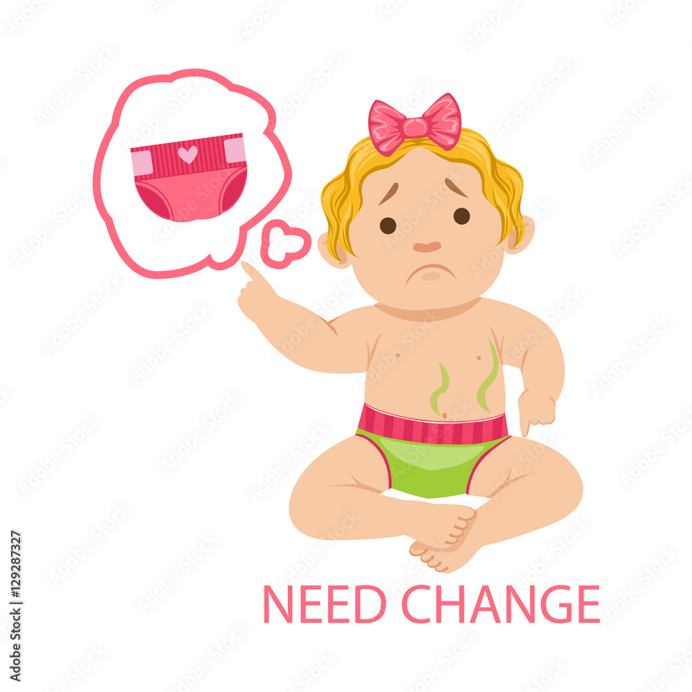 Little Baby Girl In Dirty Nappy Needs Change, Part Of Reasons Of Infant ...