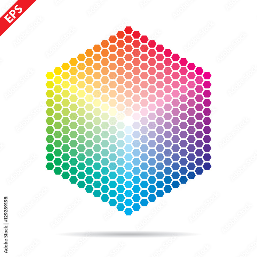 Vector color palette. 331 different colors in small hexagons. Stock ...