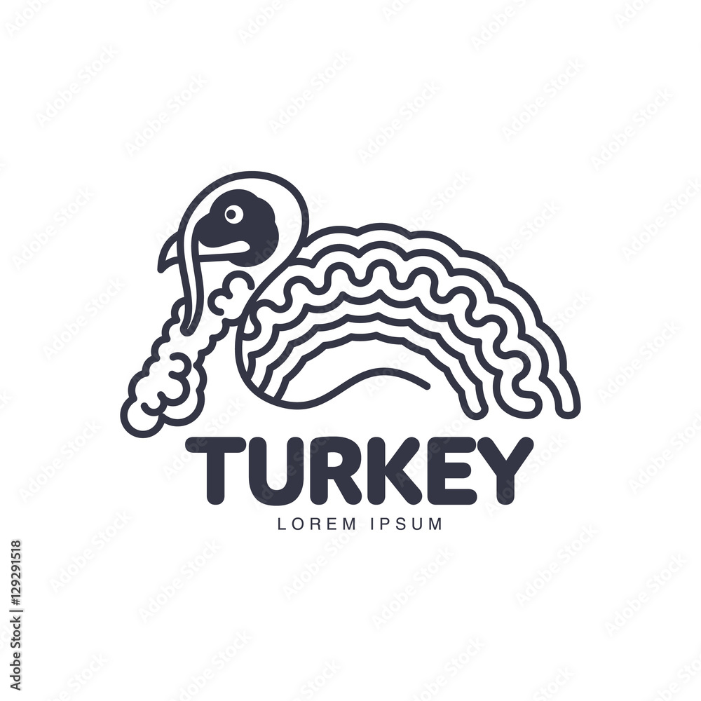 Stylized abstract side view turkey graphic logo template, vector ...
