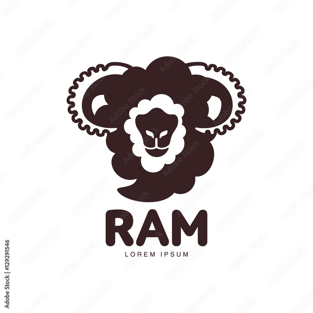 Front view ram, sheep, lamb head graphic logo template, vector ...
