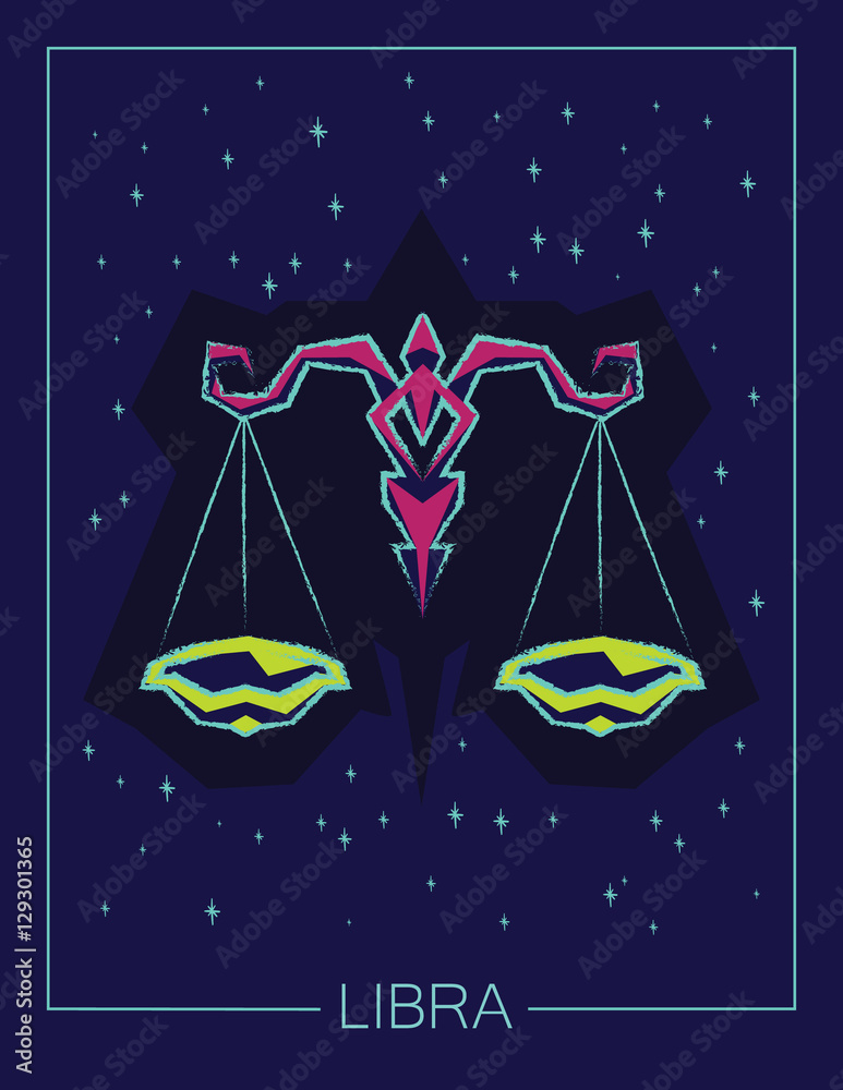 Zodiac sign Libra on night starry sky background. Stock Vector | Adobe ...
