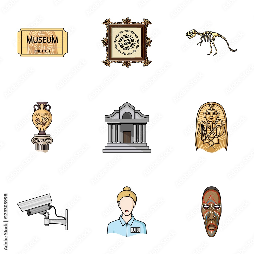 Museum set icons in cartoon style. Big collection of museum vector ...