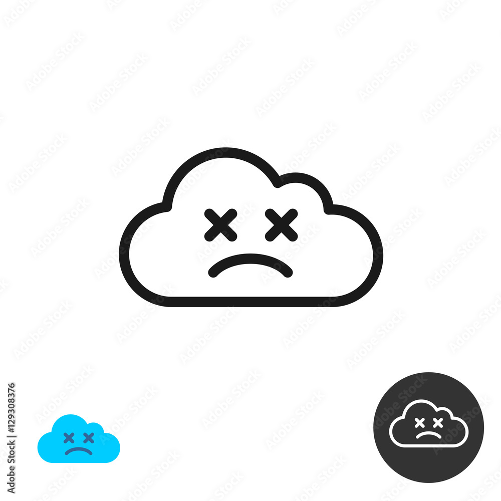 Sad cloud icon linear style Stock Vector | Adobe Stock