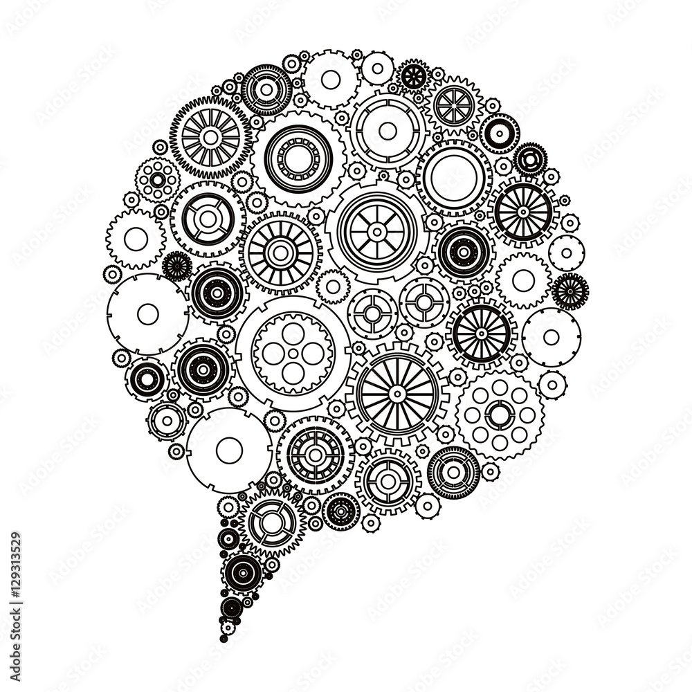 Gears and bubble icon. Cog circle wheel machine part and technology ...