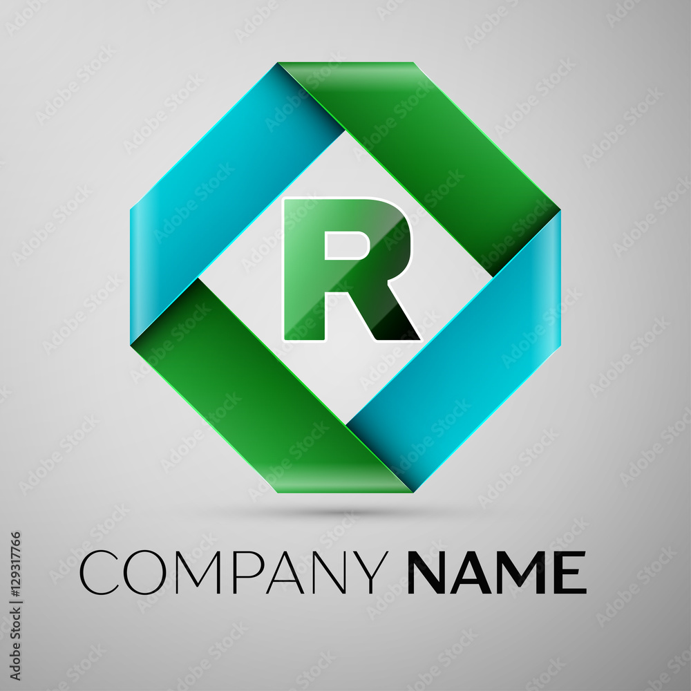 Letter R vector logo symbol in the colorful rhombus. Vector template ...