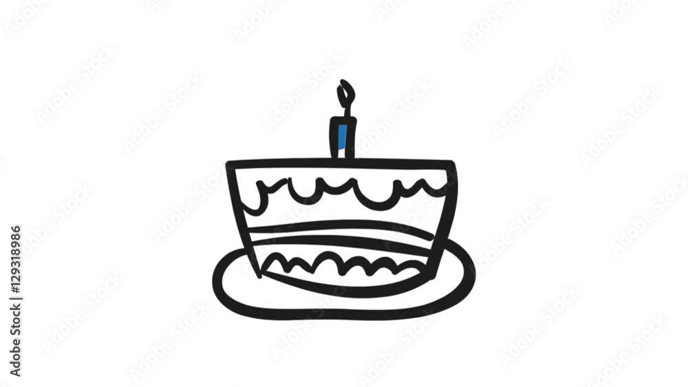 Cake cartoon illustration hand drawn animation transparent Stock Video ...