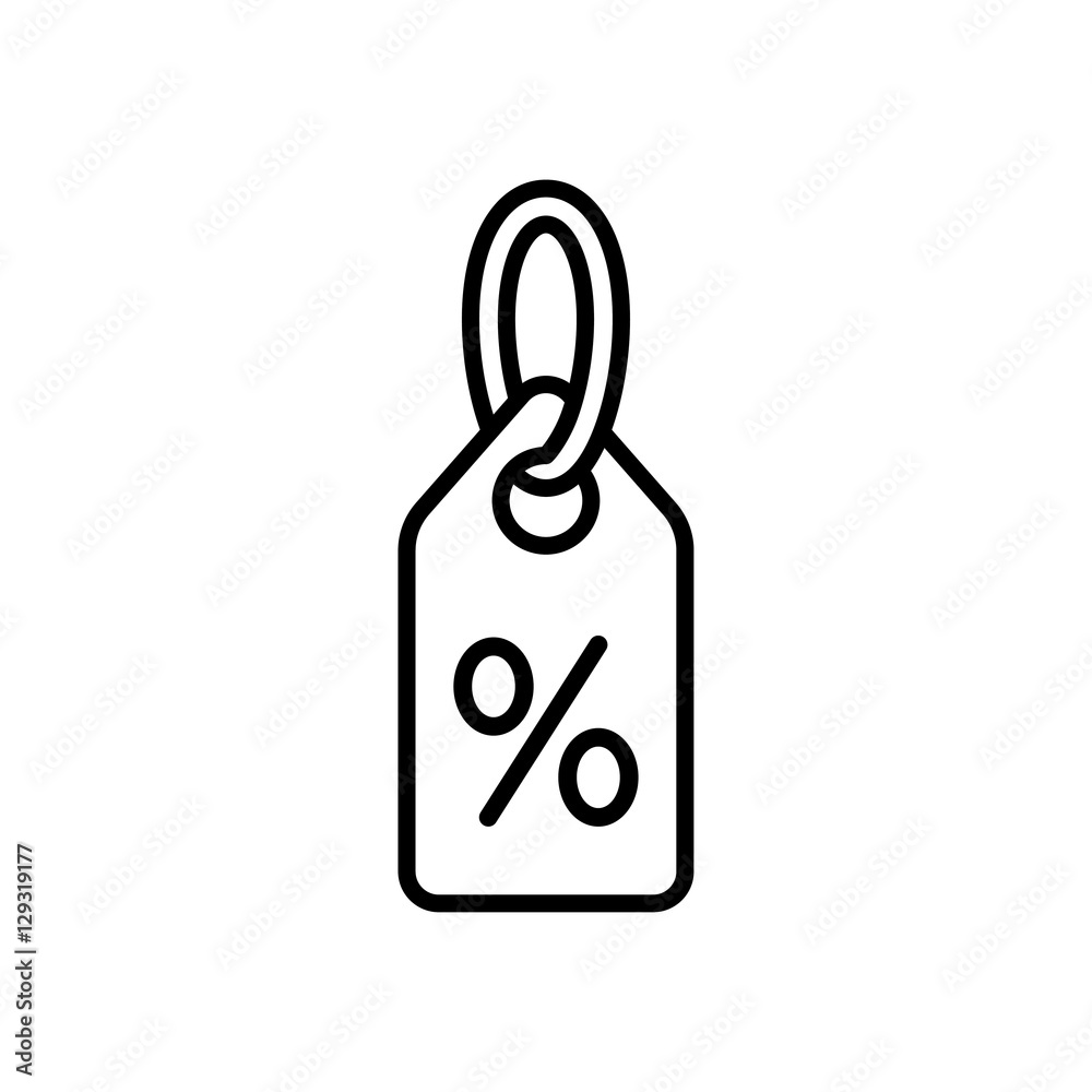 price tag sale percent sign label line black icon on white background ...