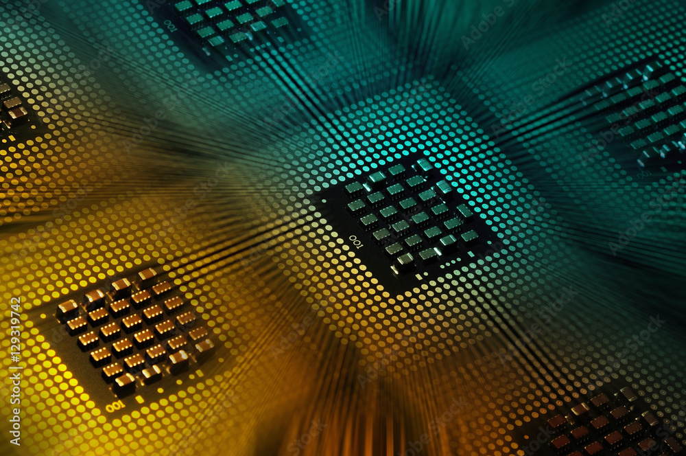 computer processors aligned with abstract lighting effects ...