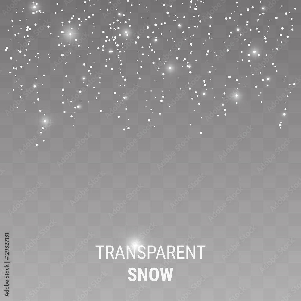 Falling snow on a transparent background Stock Vector | Adobe Stock