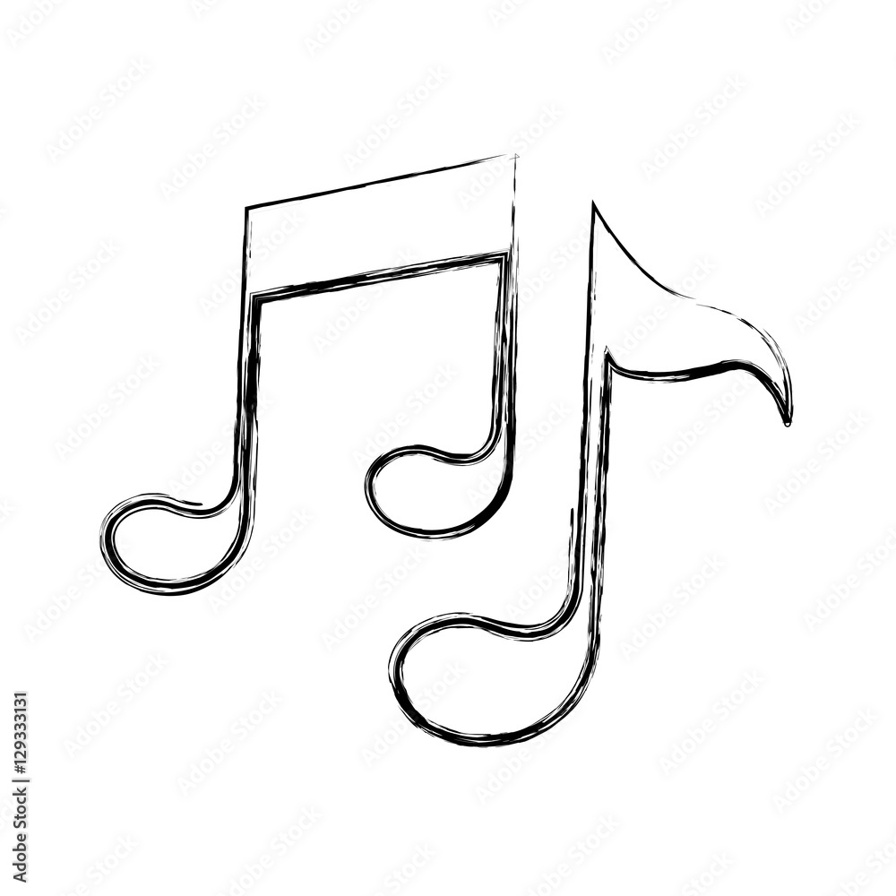 Music note icon. Sound melody pentagram and musical theme. Isolated ...